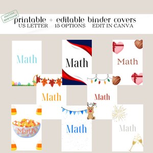 Holiday Printable Editable Binder Covers L Set of 15 | Festive ...