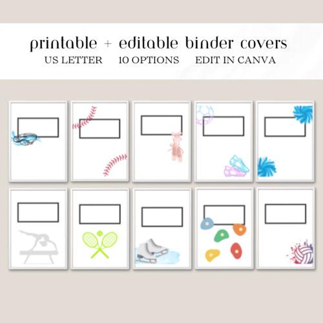 Girl Sports Printable Editable Binder Covers L Set of 10 | Ballet ...