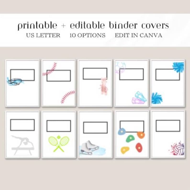 Girl Sports Printable Editable Binder Covers L Set of 10 | Ballet ...