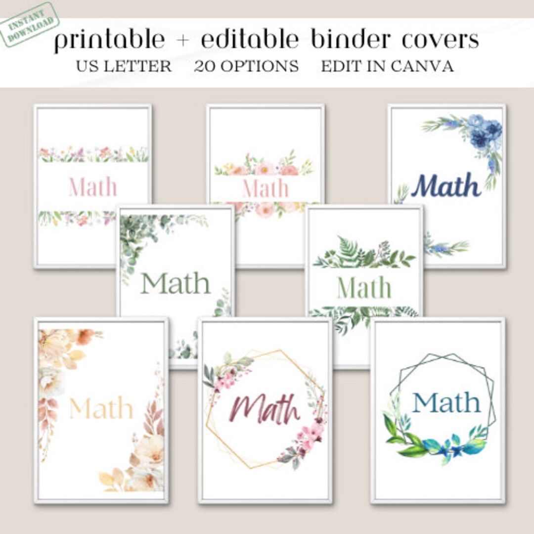Printable Editable Binder Covers L Floral L Flowers | Set of 20 - Etsy
