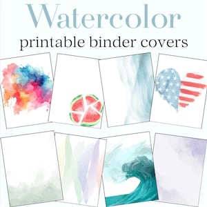 Printable Editable Binder Covers Set of 20 L Watercolor L Colorful - Etsy
