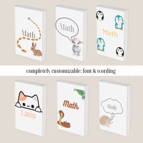 Printable Editable Binder Covers L Cute Animals | Set of 20 | Water and ...