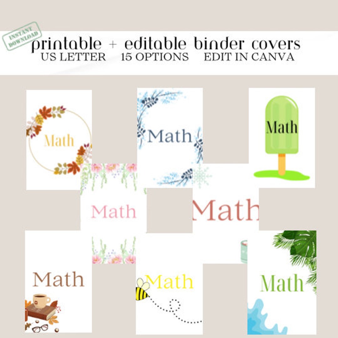 Seasons Printable Editable Binder Covers L Set of 15 | Spring | Summer ...
