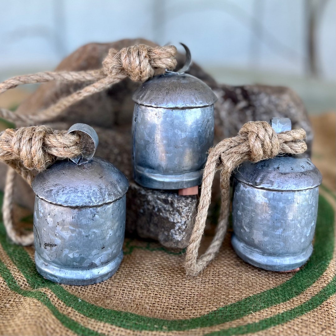 Set of Three Classic Country Iron Bells W/wood Clappers, Silver Color ...