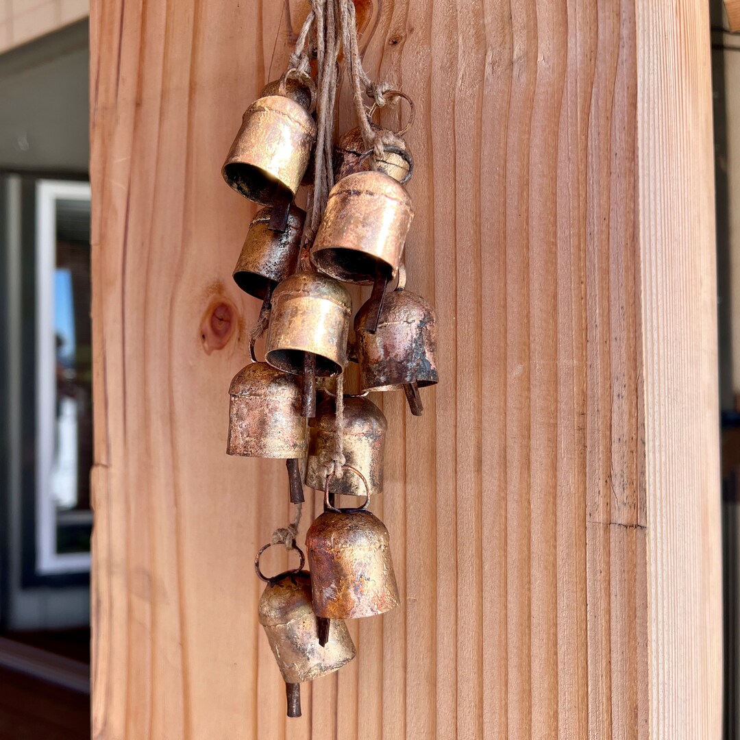 12 Bells Tied on Jute, Front Door Hanger, Door Security, Door Bells ...