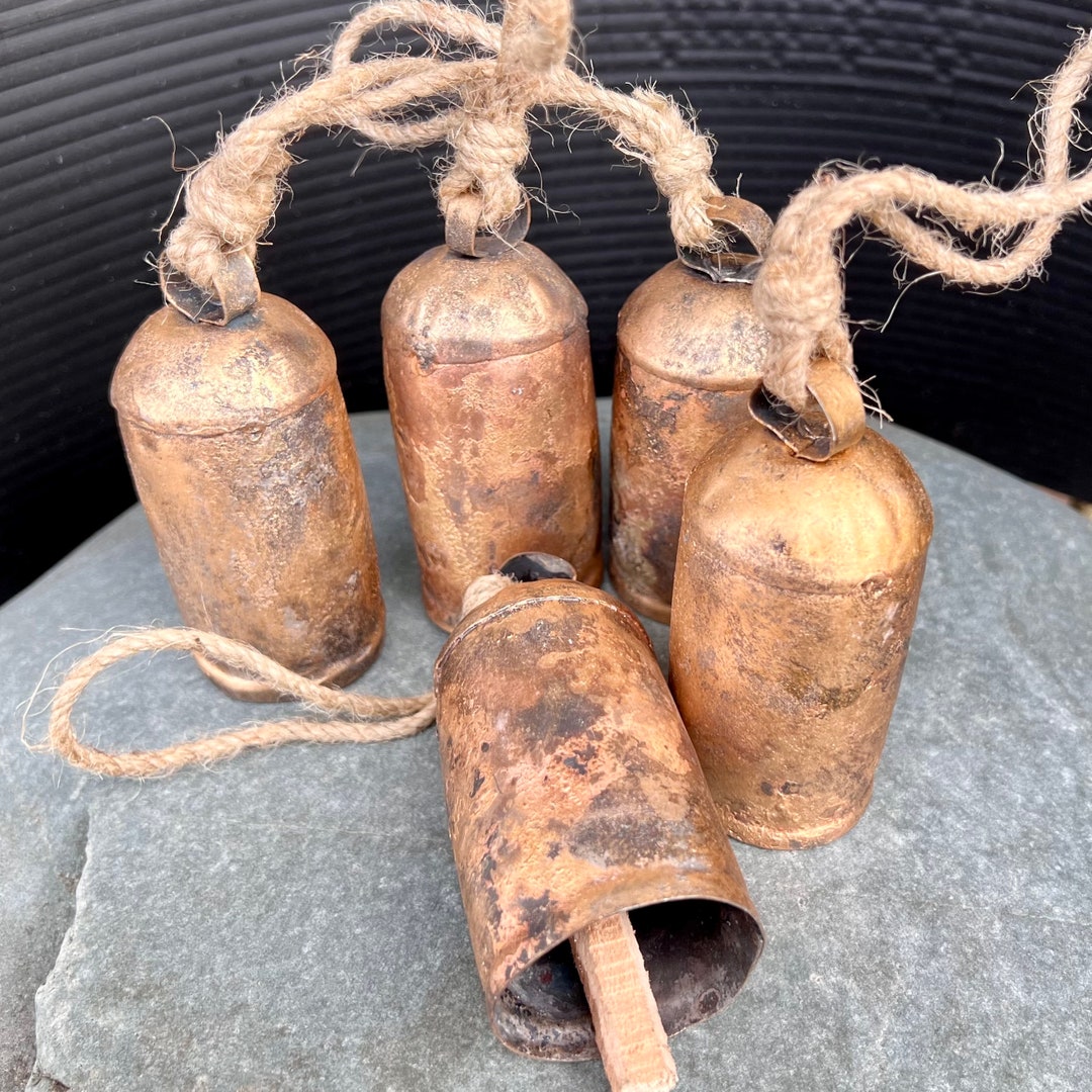 Five Round Top Temple Bells With Wood Striker, 3.8" Tall, String Them ...