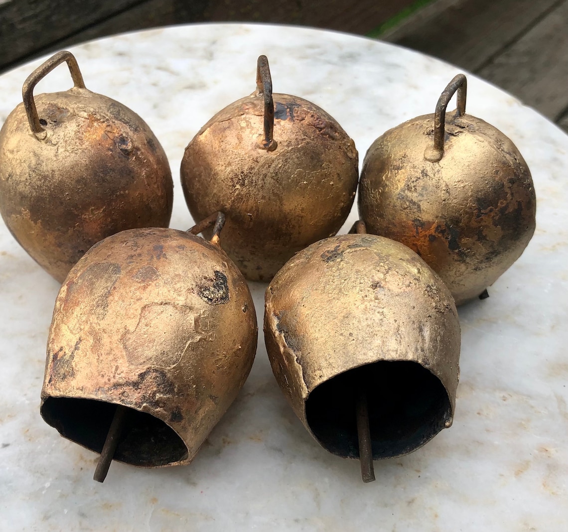 Metal Mongolian Bells/five Tin Bells/wreath Bells/metal - Etsy
