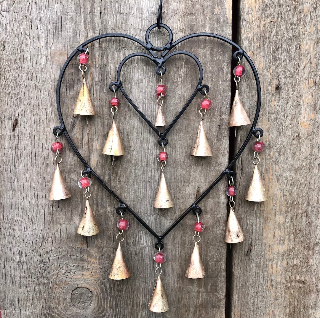 Heart in Heart Chime W/bells and Beads - Etsy