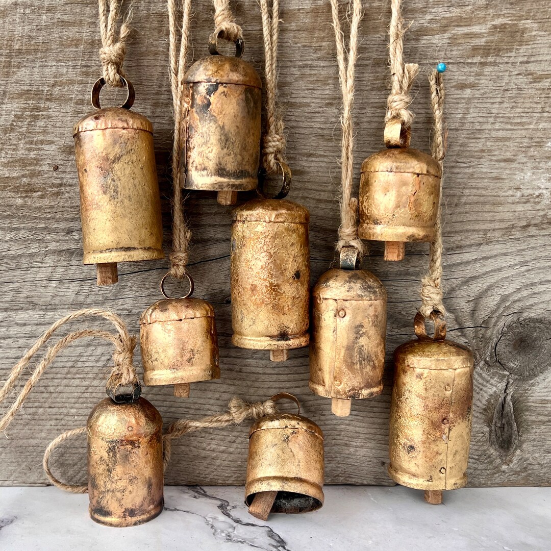 Nine Old World Rustic Bells With Jute - Etsy