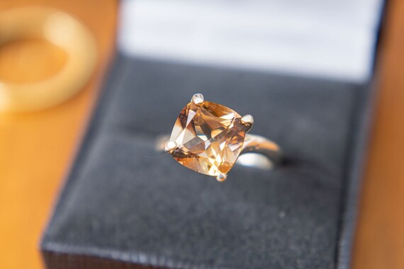 Cushion Cut Imperial Topaz Ring 5ct Imperial Topaz Champagne | Etsy