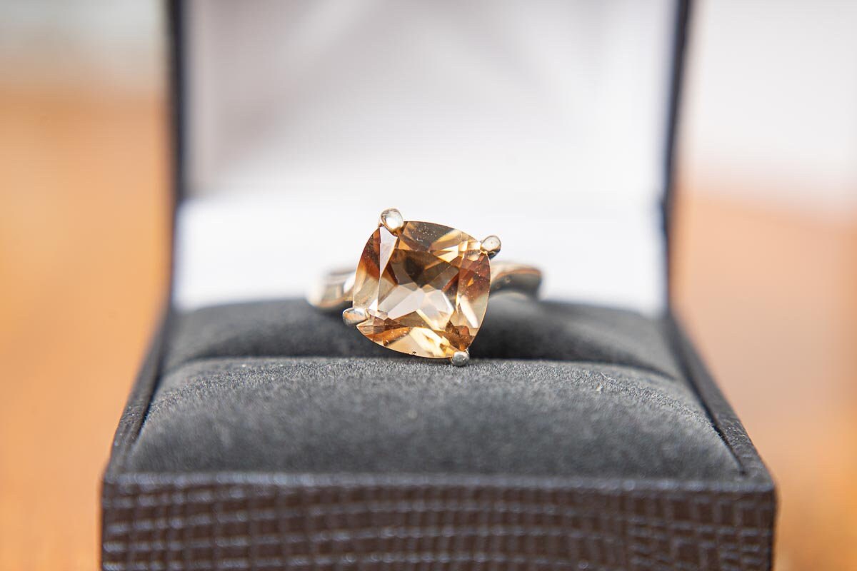 Cushion Cut Imperial Topaz Ring, 5ct Imperial Topaz, Champagne Topaz ...