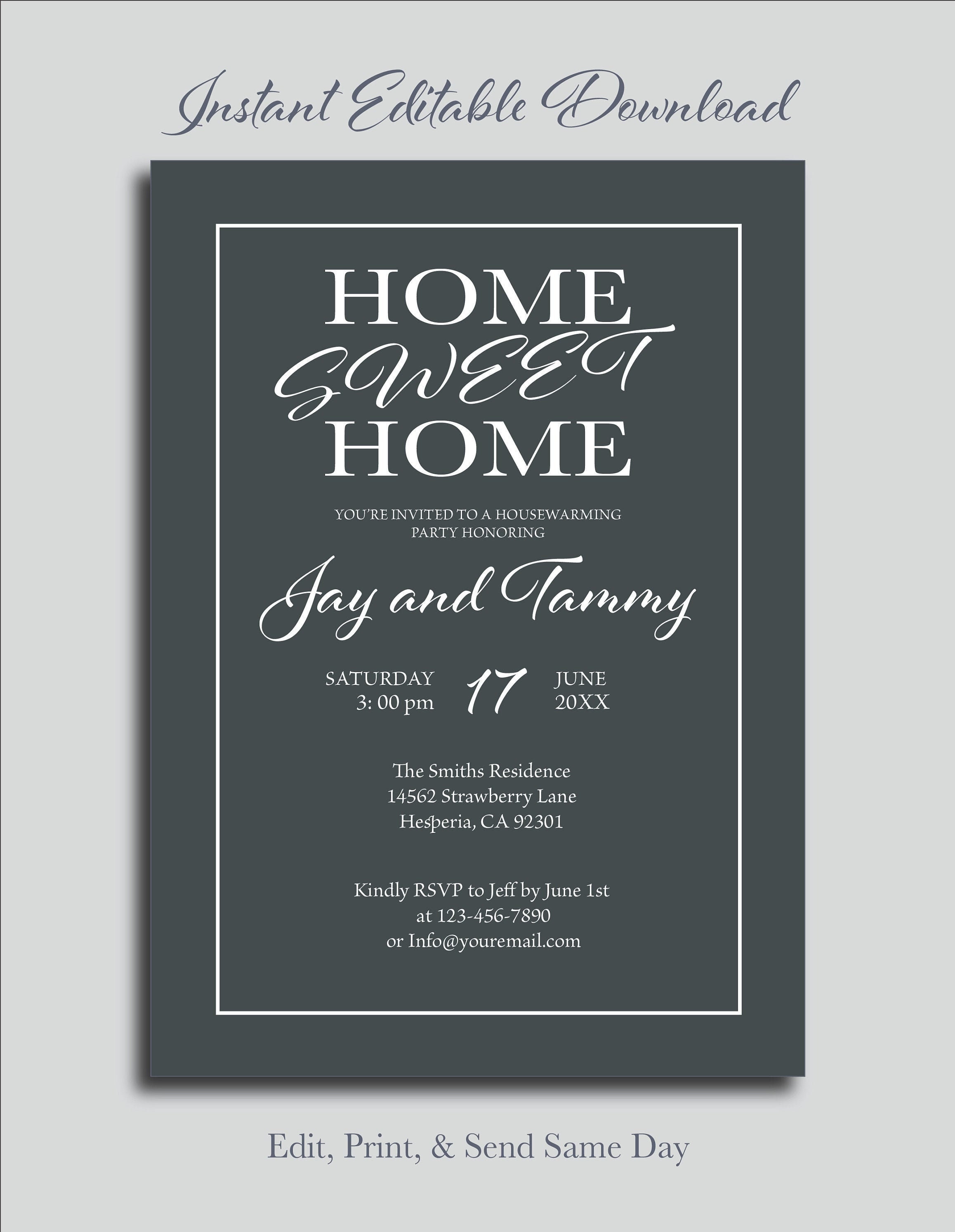 Housewarming Invitation Home Sweet Home Invitation Housewarming Party ...