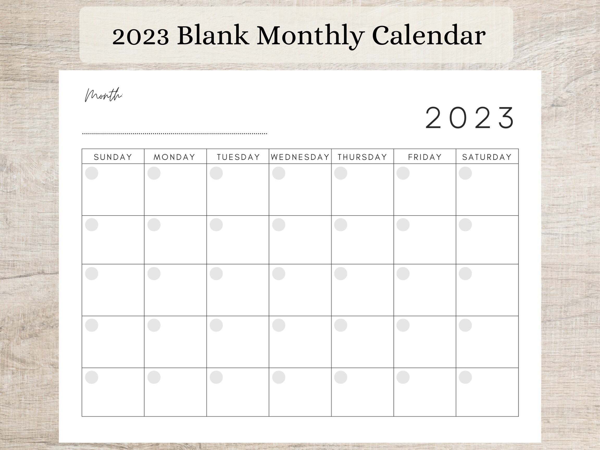 2023 Blank Monthly Calendar, Printable, Letter Size - 8.5in X 11in - Etsy