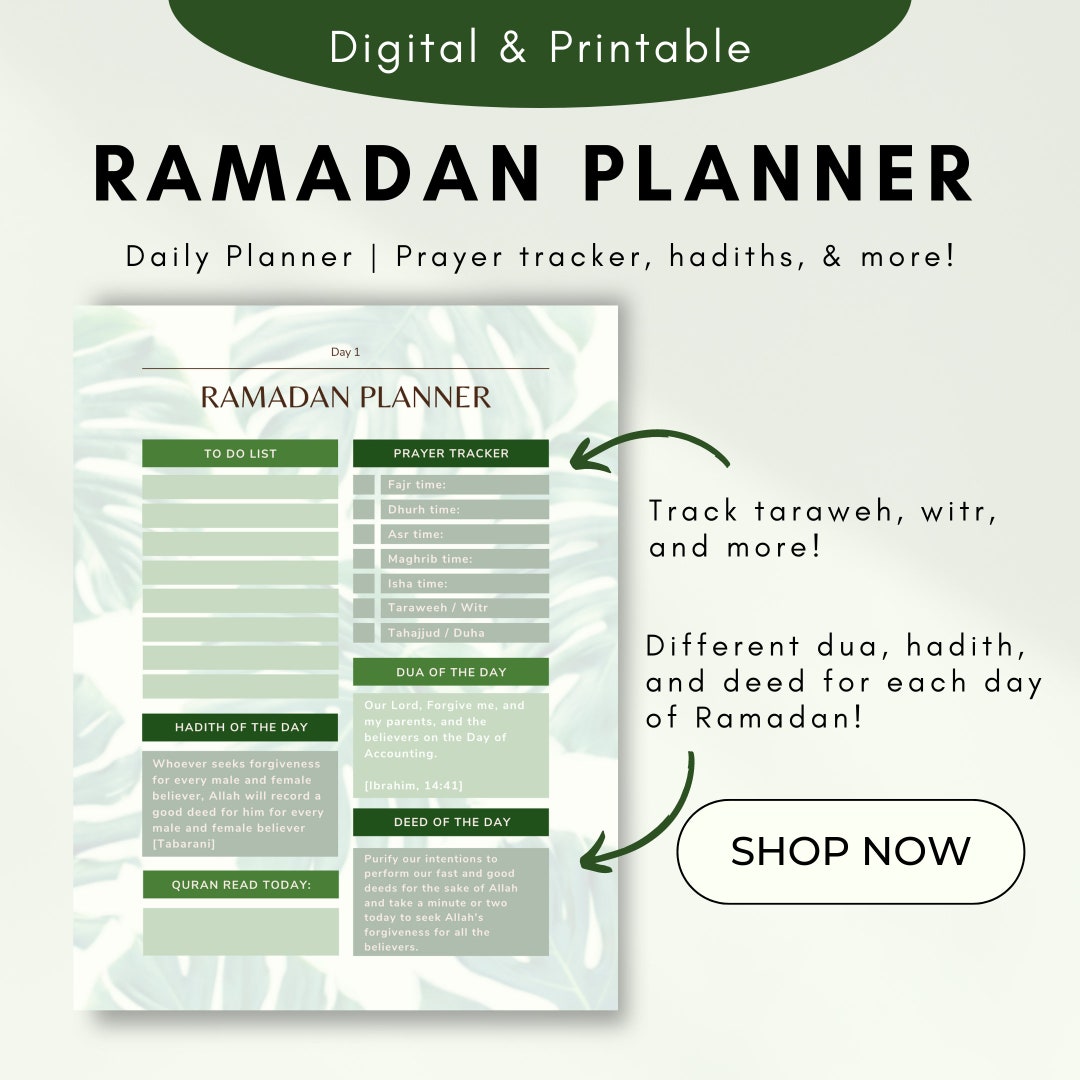 Ramadan Daily Planner | Digital & Printable | Ramadan 2023 | 8.5" X 11 ...