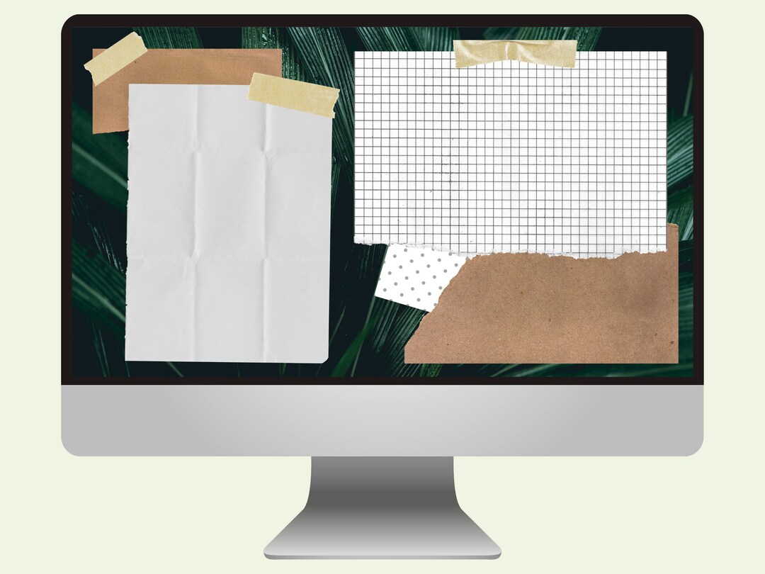 Plant & Paper Desktop Wallpaper | Collage | Background Organizer - Etsy