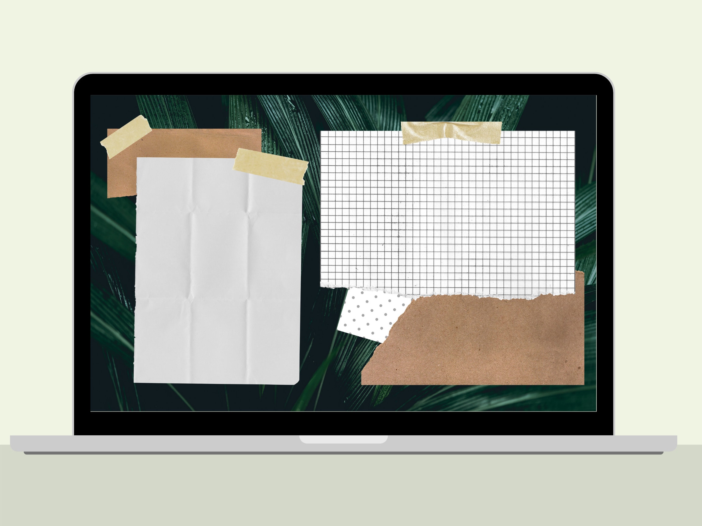 Plant & Paper Desktop Wallpaper | Collage | Background Organizer - Etsy