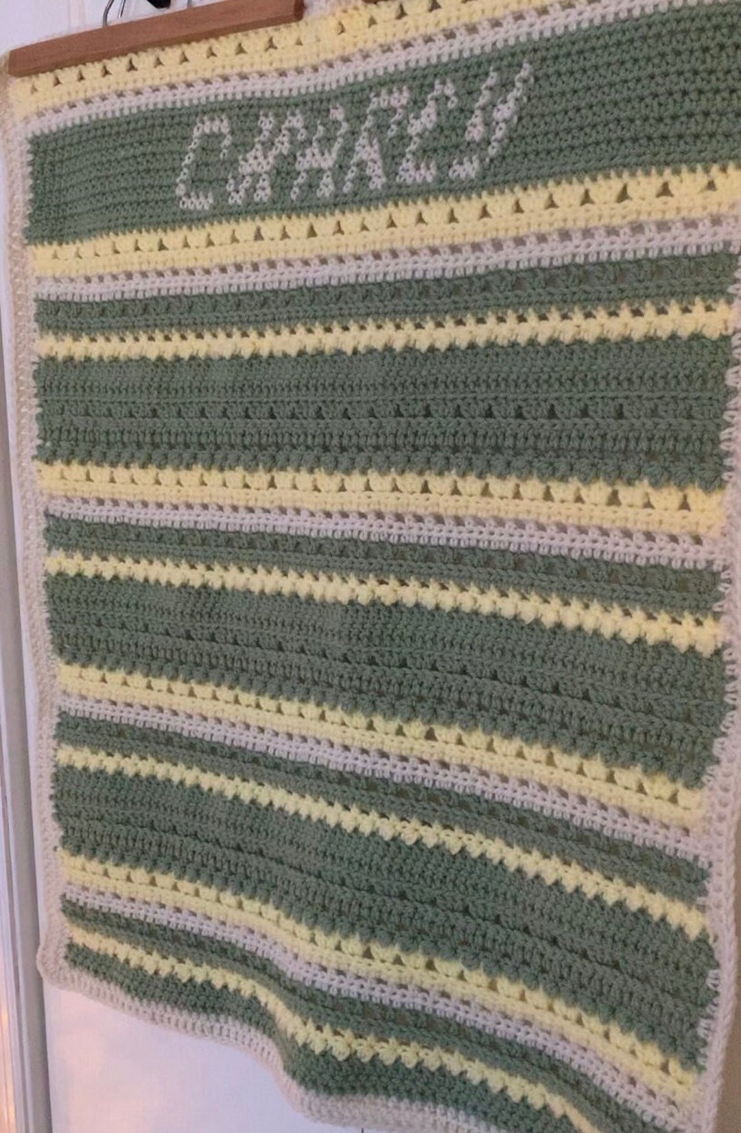 Custom Baby Blanket Any Color Crocheted Patterned Design Name Letters ...