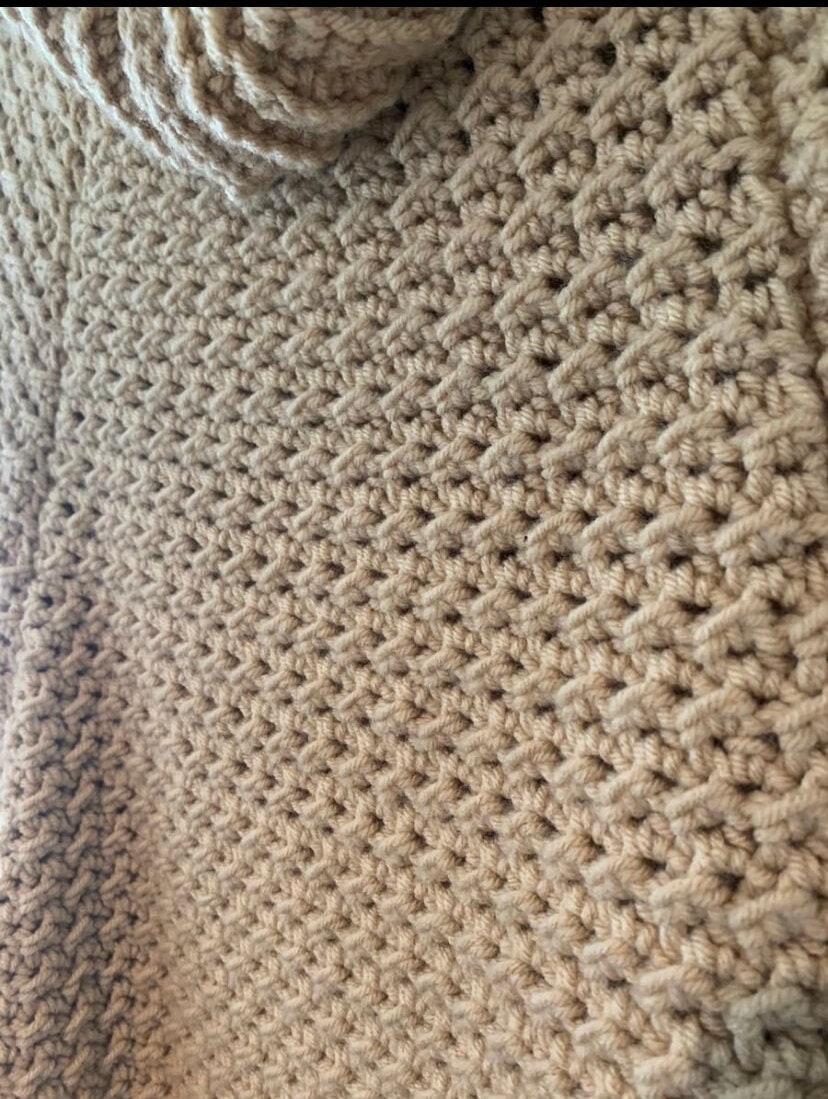 Beige Handmade Crochet Sweater Textured Stitch Comfortable Oversize - Etsy