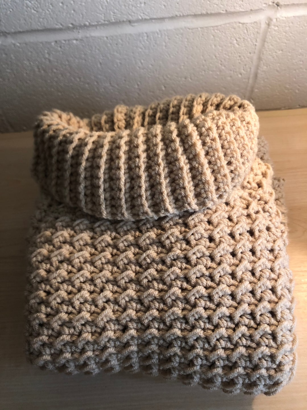 Beige Handmade Crochet Sweater Textured Stitch Comfortable Oversize - Etsy