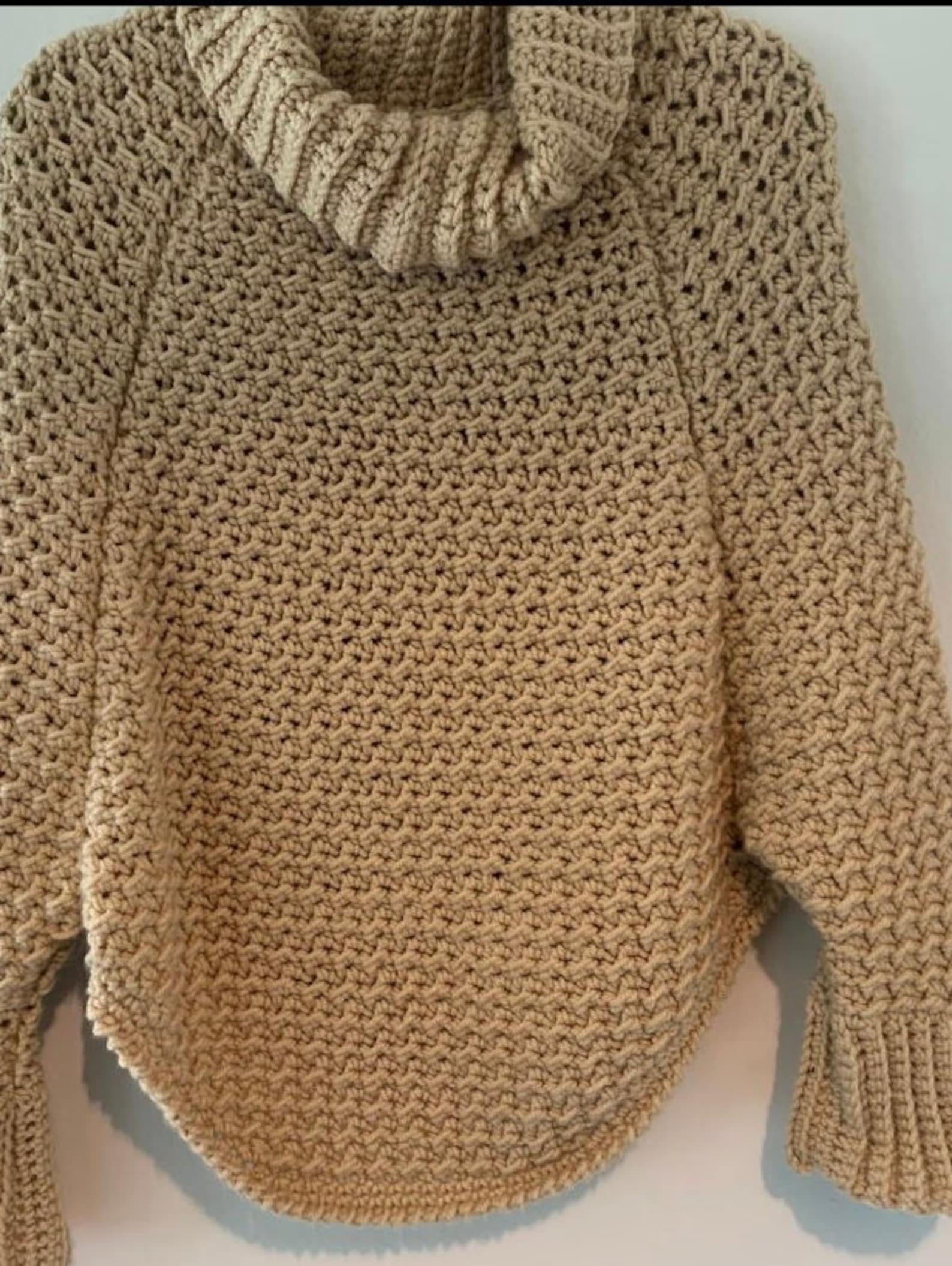 Beige Handmade Crochet Sweater Textured Stitch Comfortable Oversize - Etsy