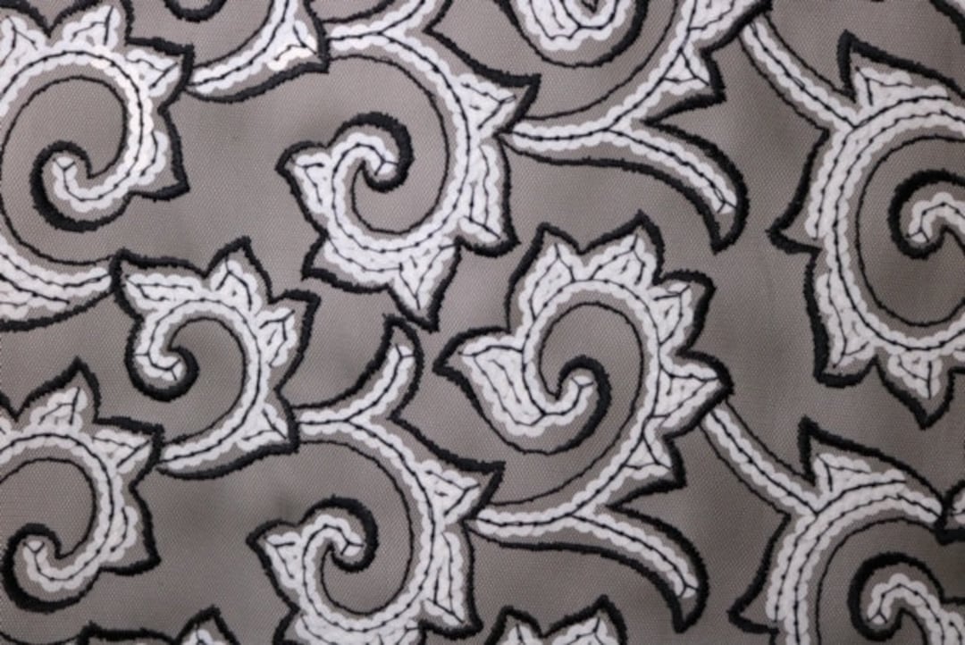Black Sheer Lace With White Sequined Pattern, Sold by the YARD - Etsy