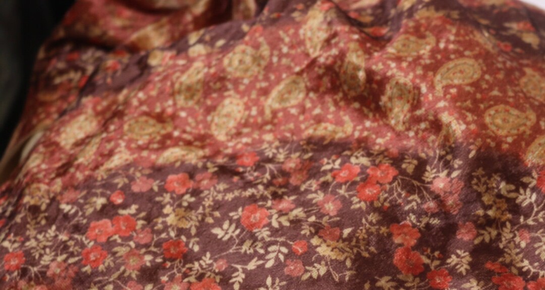 Rust Paisley, Panne Velvet Polyester Fabric, Sold by the Yard. - Etsy