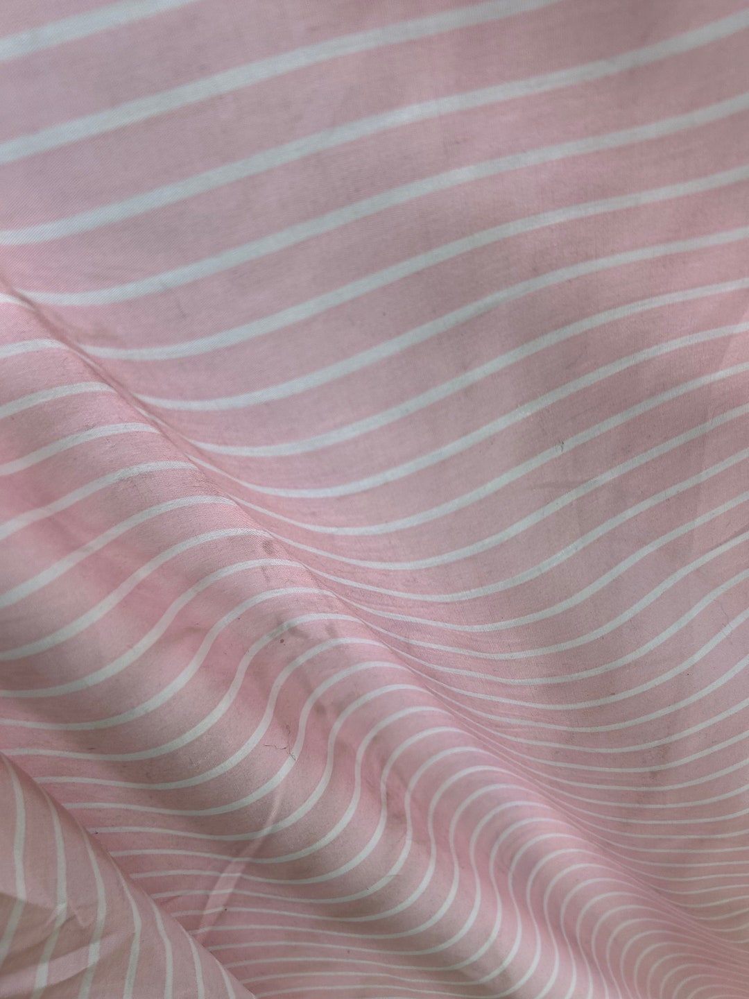 Pink & White Poly Stripes Fabric - Etsy