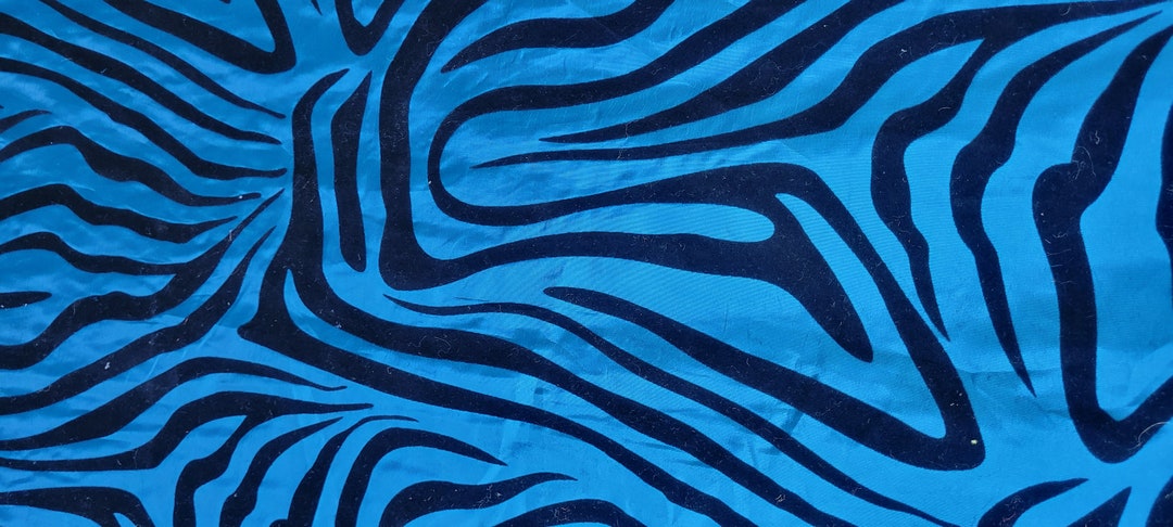 Teal and Black Zebra Print Poly Velvet Sold by the YARD - Etsy