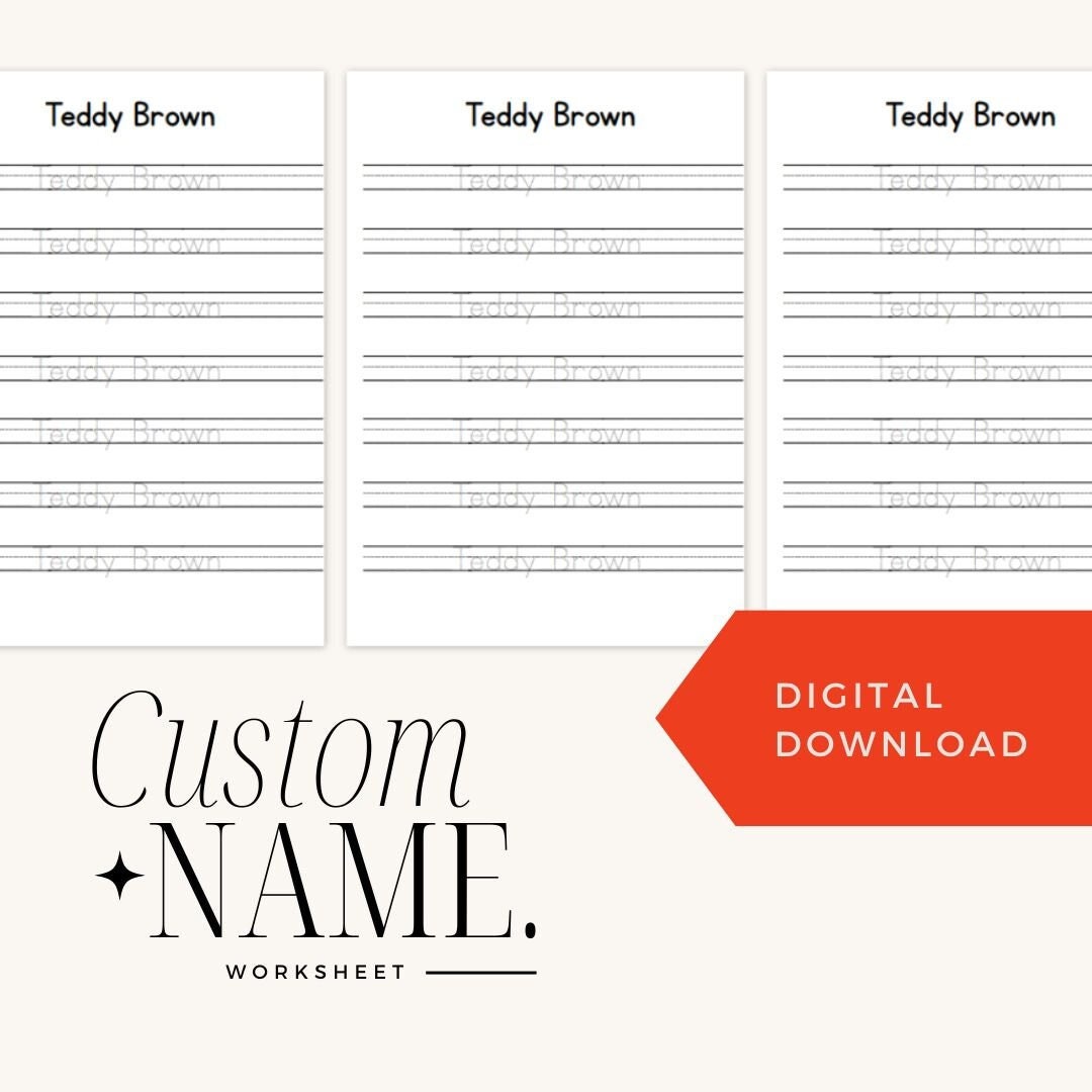 Custom Handwriting Practice Worksheet, Personalized Name Tracing Page ...