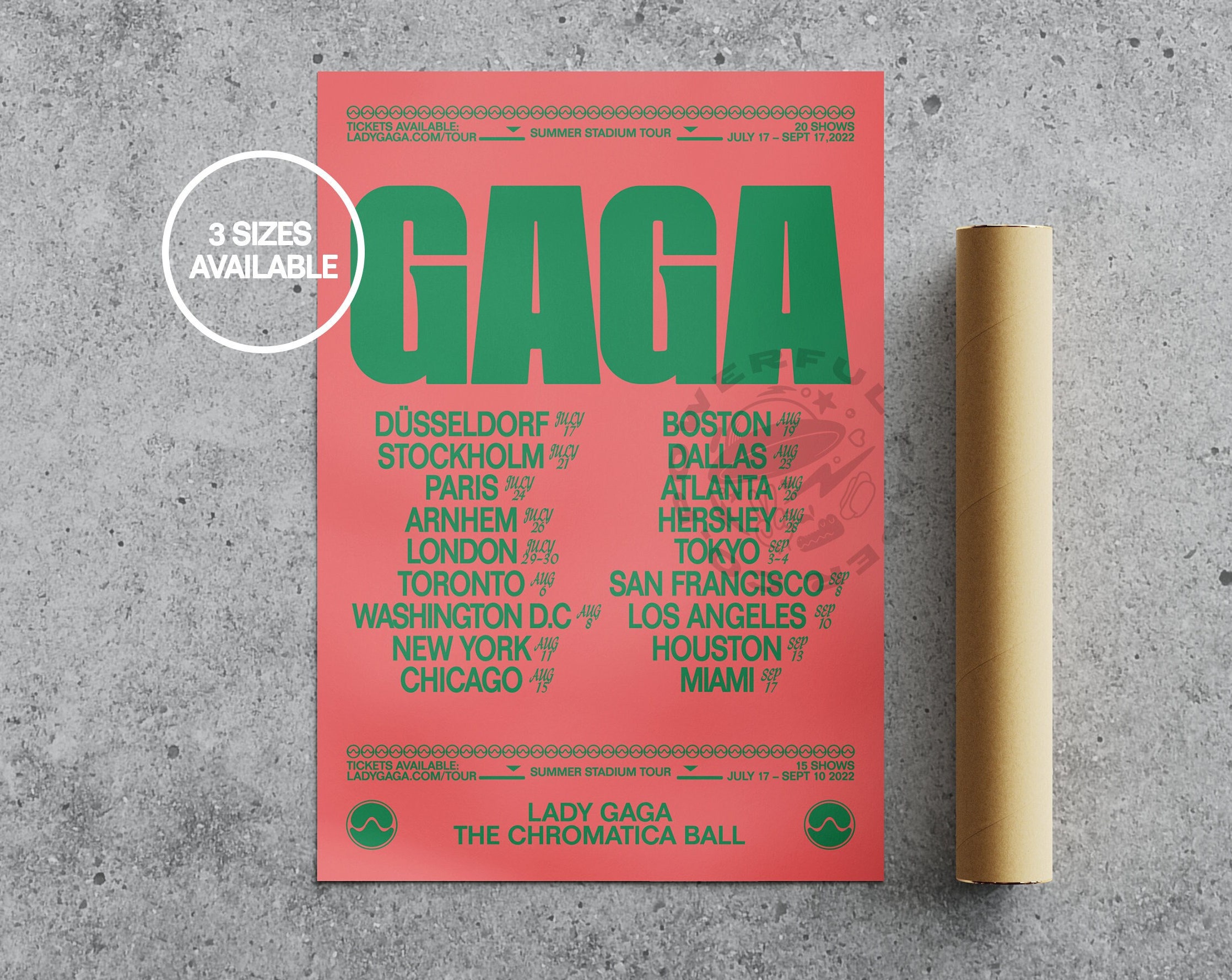 Lady Gaga The Chromatica Ball Summer Stadium Tour Poster 2022