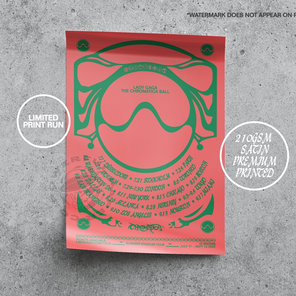 Lady Gaga The Chromatica Ball Summer Stadium Tour All Dates Poster 2022 ...