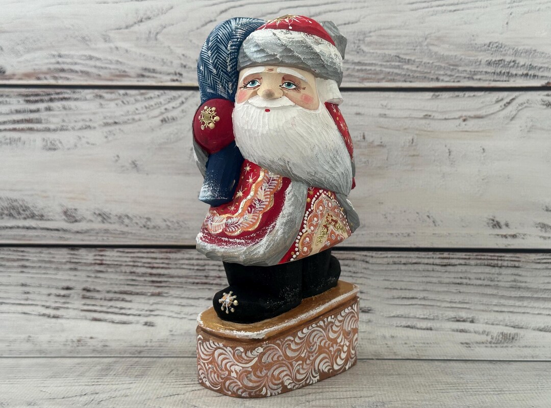 Ukrainian Wooden Carved Santa Figurine 7.08 Father Frost Ukrainian ...