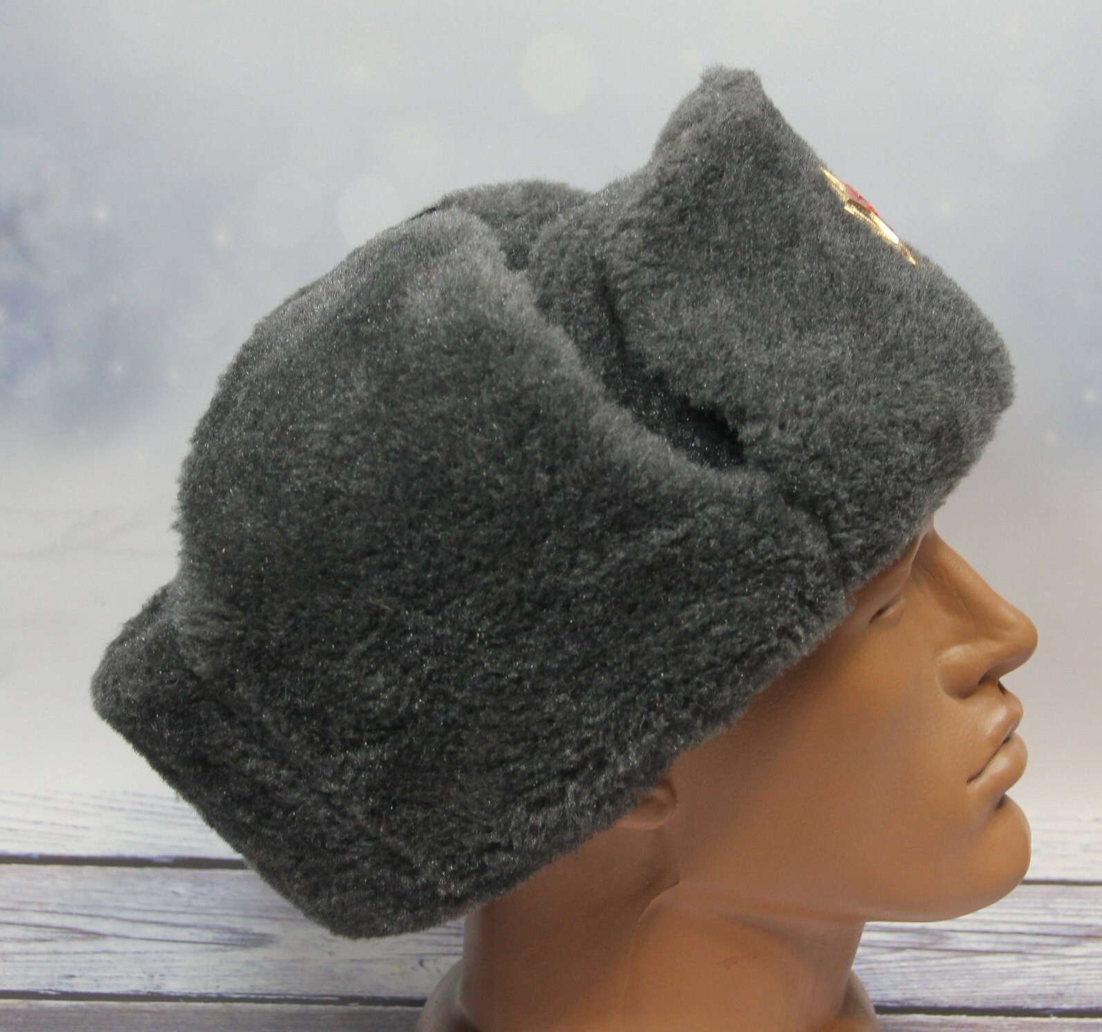 Made in Ukraine Vintage Winter Faux Fur Hat, Soviet Army Design Ushanka ...