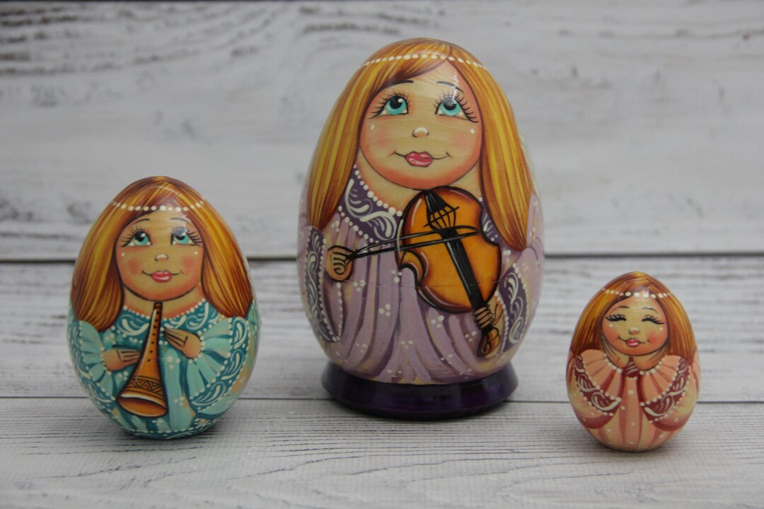 Ukrainian Angel Doll Hand Painted Nesting Doll 3 Pieces, Ukrainian ...
