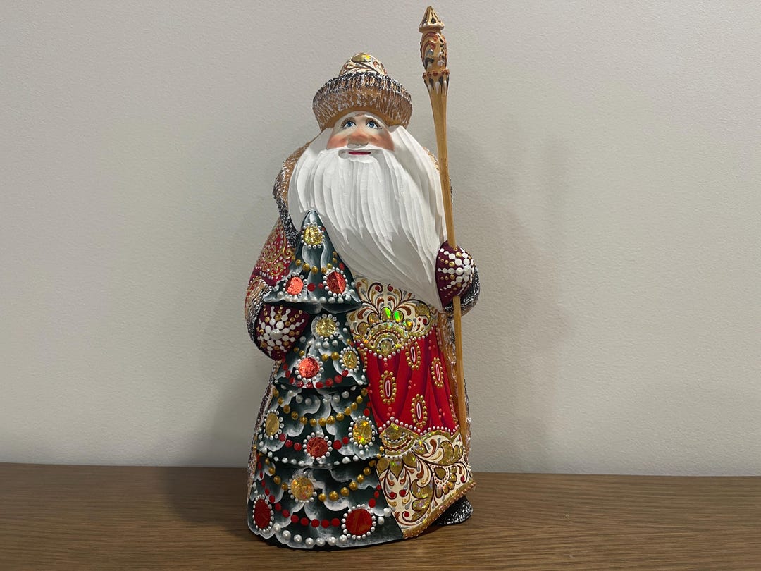 Big Size Ukrainian Wooden Carved Santa Figurine 9.84", Father Frost ...
