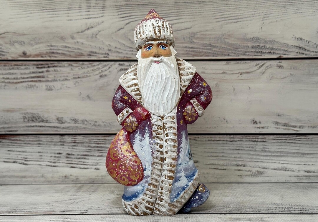 Ukrainian Wooden Carved Santa Figurine 7.87" Father Frost Ukrainian ...