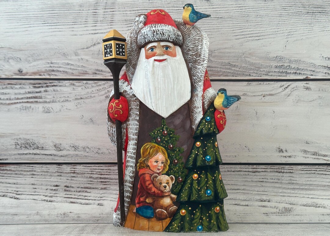 Ukrainian Wooden Carved Santa Figurine 8.46 Father Frost Ukrainian ...