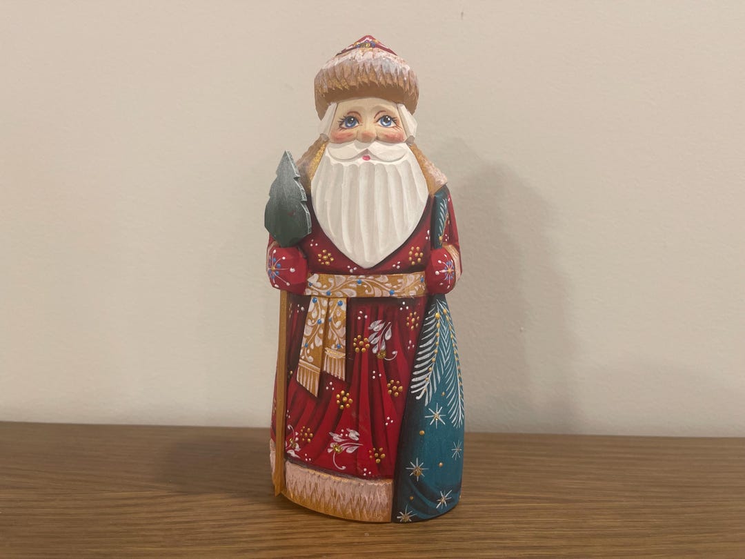 Wooden Hand Carved Santa 6.69 Father Frost Ukrainian Santa Hand Painted ...