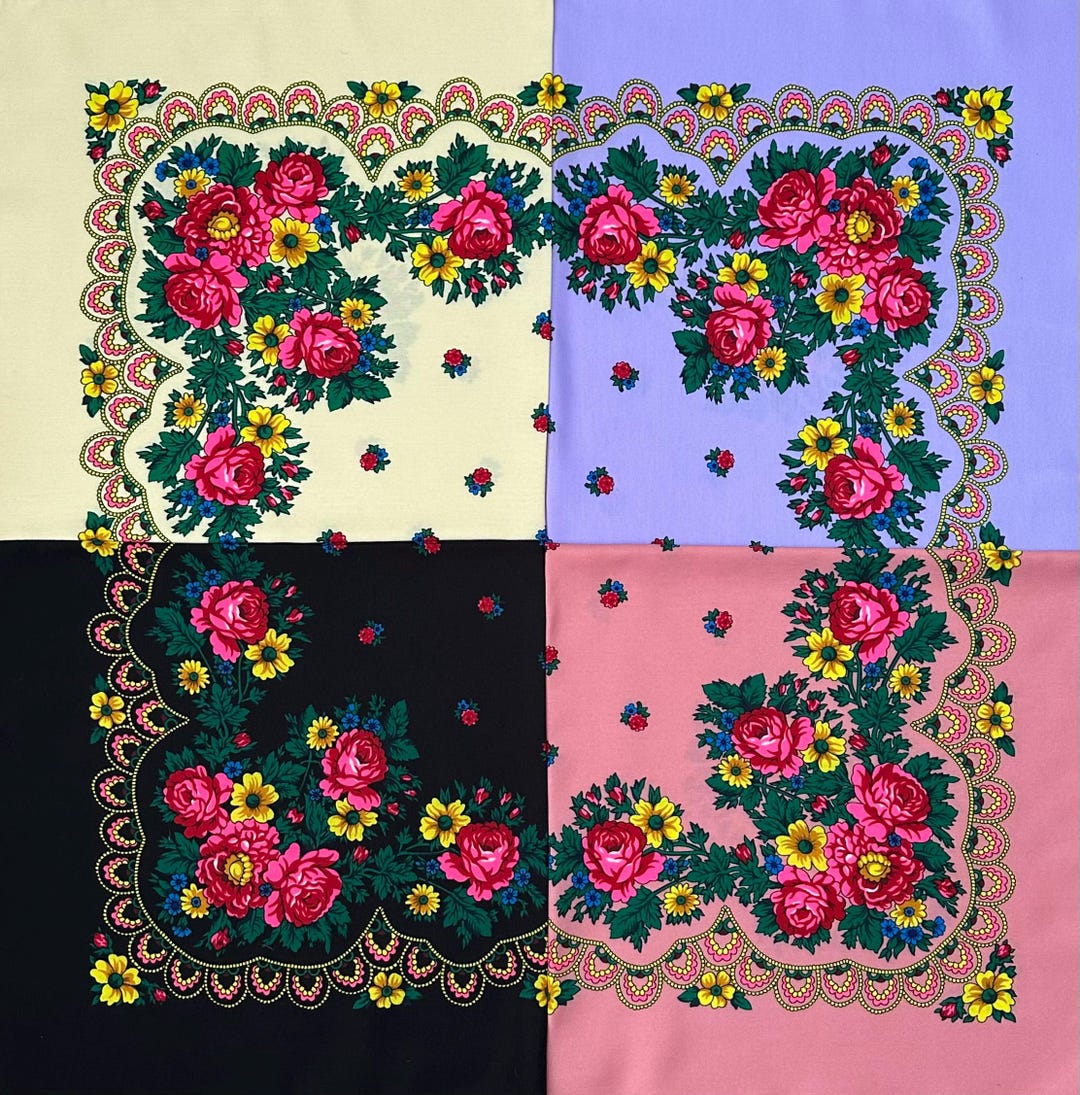Ukrainian Shawl, Slavic Babushka Floral Scarf, Ethnic Folk Shawl ...