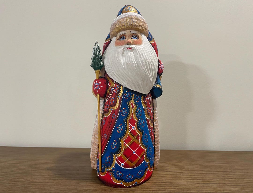 Big Size Wooden Hand Carved Santa 9.45" Father Frost Ukrainian Santa ...