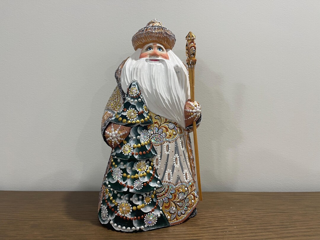 Big Size Wooden Hand Carved Santa 9.45" Father Frost Ukrainian Santa ...