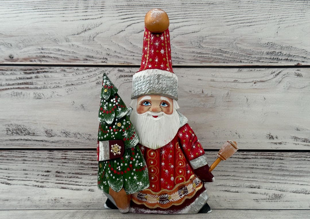 Ukrainian Wooden Carved Santa Figurine 8.26 Father Frost Ukrainian ...