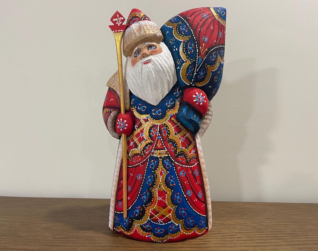 Big Size Ukrainian Wooden Carved Santa Figurine 10.23" Father Frost ...