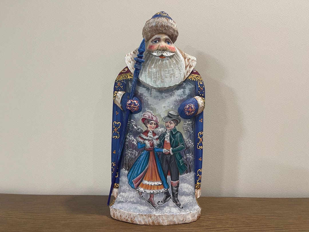 Big Size Wooden Hand Carved Figurine Santa 11.41 Father Frost Ukrainian ...