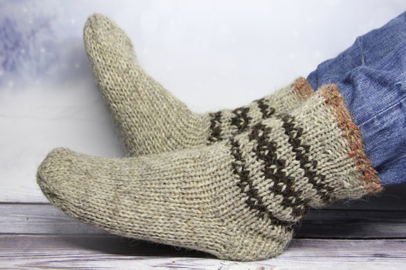 Cosy Real Wool Socks Hand Knitted Socks Organic Real Wool | Etsy
