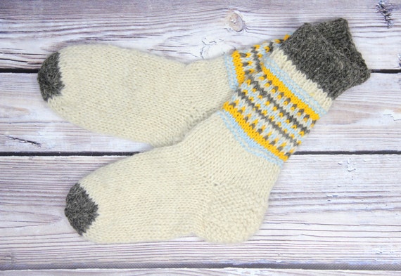 Hand Knitted Woolen Socks Real Wool Socks Eco Friendly Wool - Etsy UK