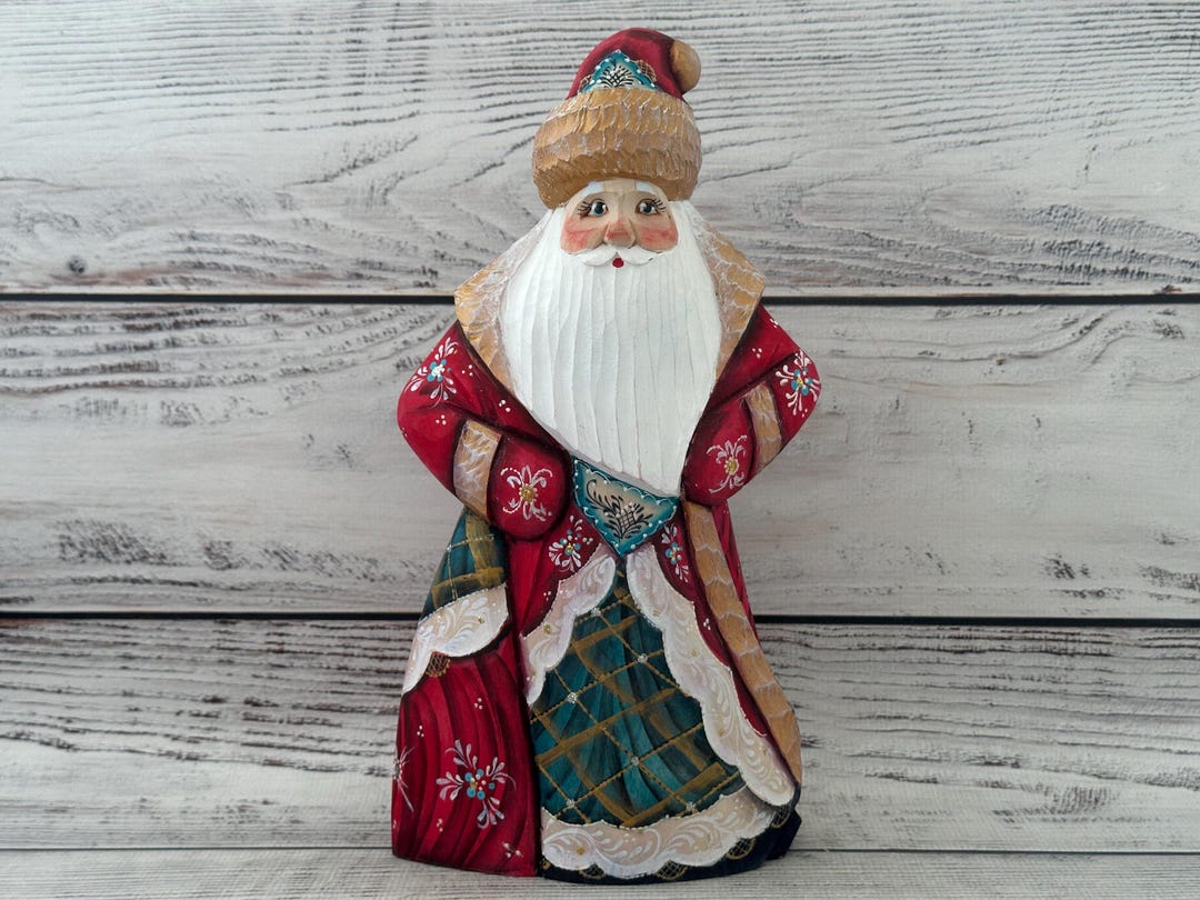 Ukrainian Wooden Carved Santa Figurine 8.66 Father Frost Ukrainian ...