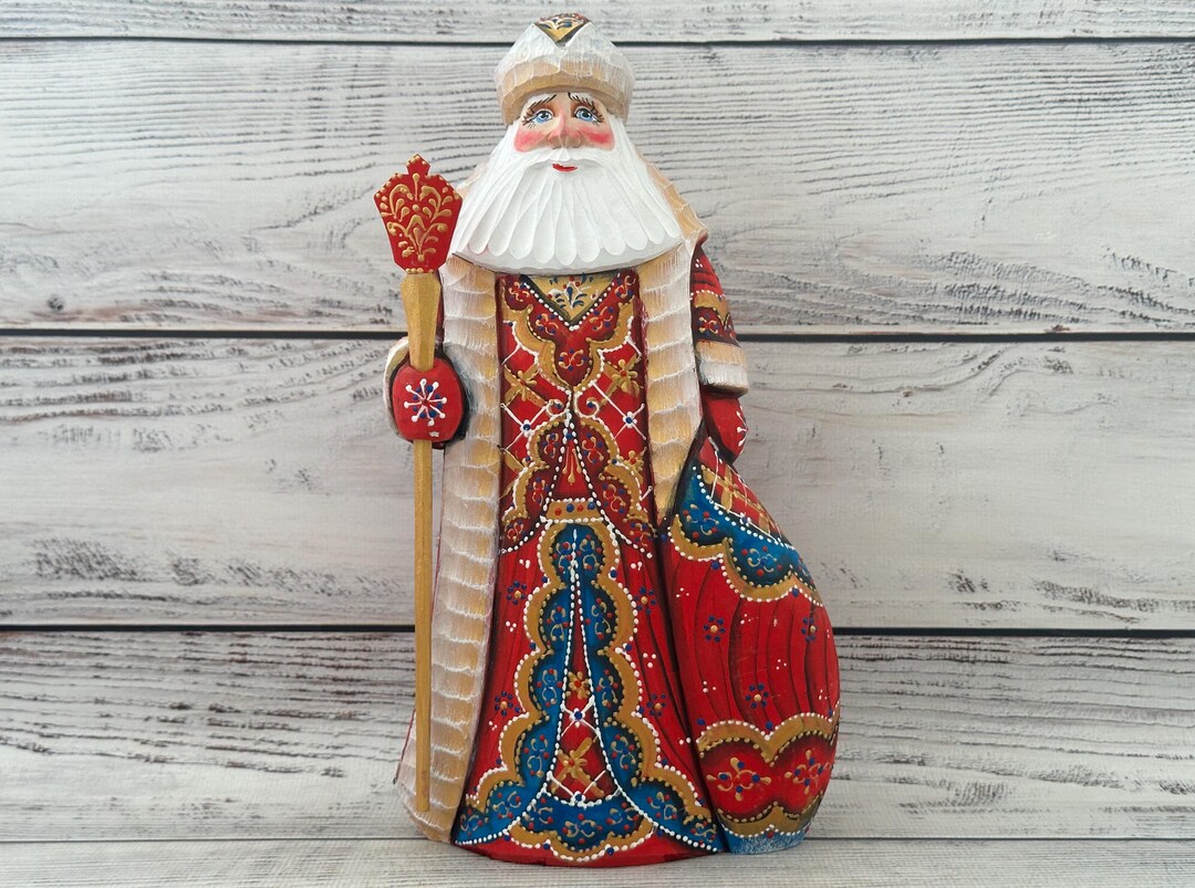 Ukrainian Wooden Carved Santa Figurine 9.84 Father Frost Ukrainian ...
