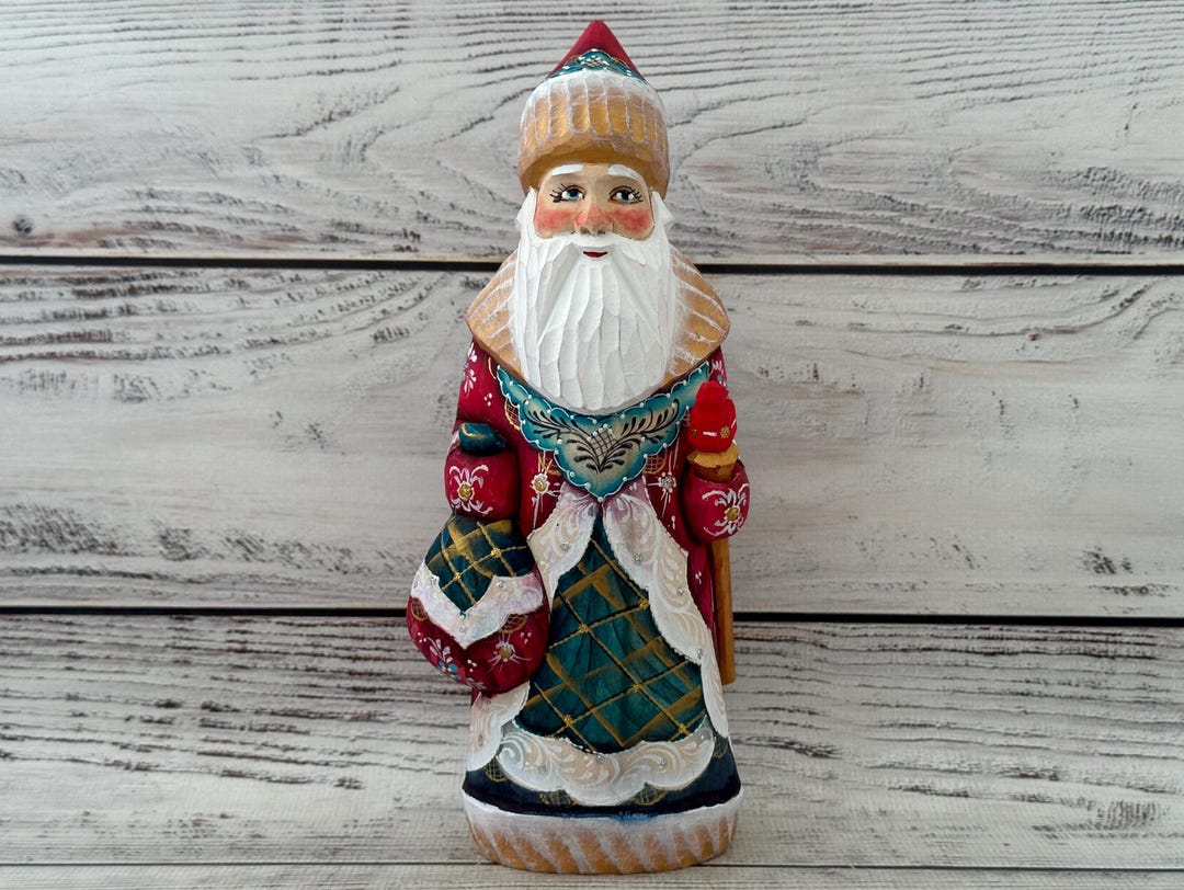 Wooden Hand Carved Santa 8.26 Father Frost Ukrainian Santa Hand Painted ...