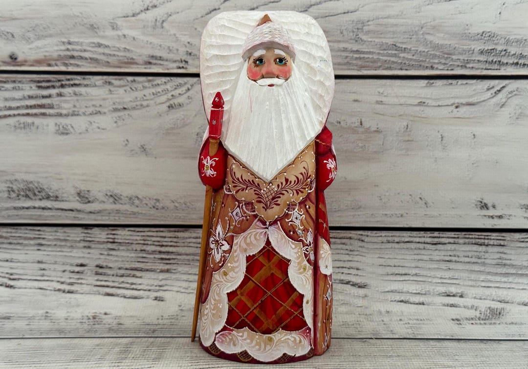 Wooden Hand Carved Santa 7.28" Father Frost Ukrainian Santa Hand ...